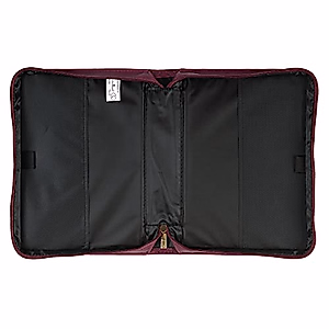 Christian Art Gifts Protective Maroon Floral Faux Leather Bible Cover Carry Case with Handle for Women: Walk by Faith - 2 Corinthians 5:7 Inspirational Bible Verse Zippered with Pocket, Medium