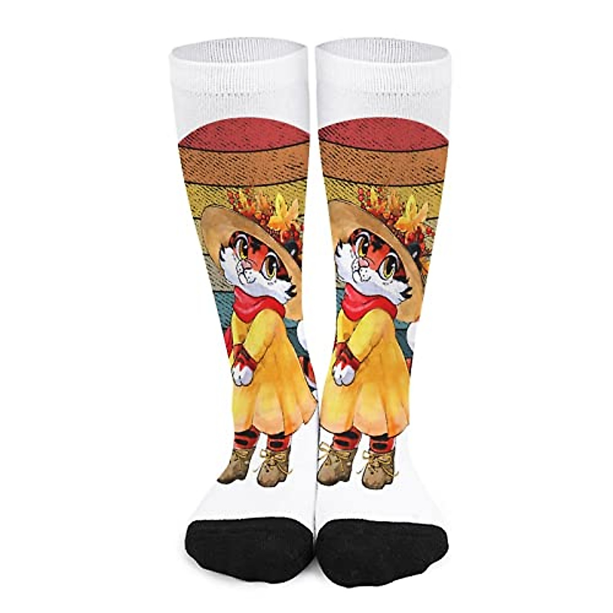 Retro Sunset Tiger Halloween Autumn Socks for Women Socks for Men Crew Socks for Boys Mid Socks for Girls Stocking Stuffers for Teens Casual Athletic Sport Dress Socks