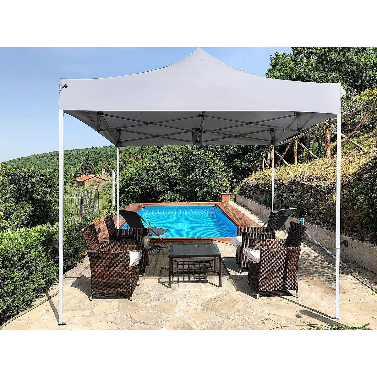 Devoko 10x10ft Patio Pop Up Canopy Tent Outdoor Portable Instant Folding Shelter Canopy Tent for Parties with Wheeled Carry Bag & Sand Bags(Grey)