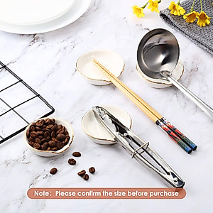 4 Pieces 2.7 Inches Mini Ceramic Spoon Rests, Gold Rim Kitchen Spoon Rests, Mini Cooking Spoon Holder for Stove Top Countertop, Teaspoon Rest, Coffee Stir Spoon Rest