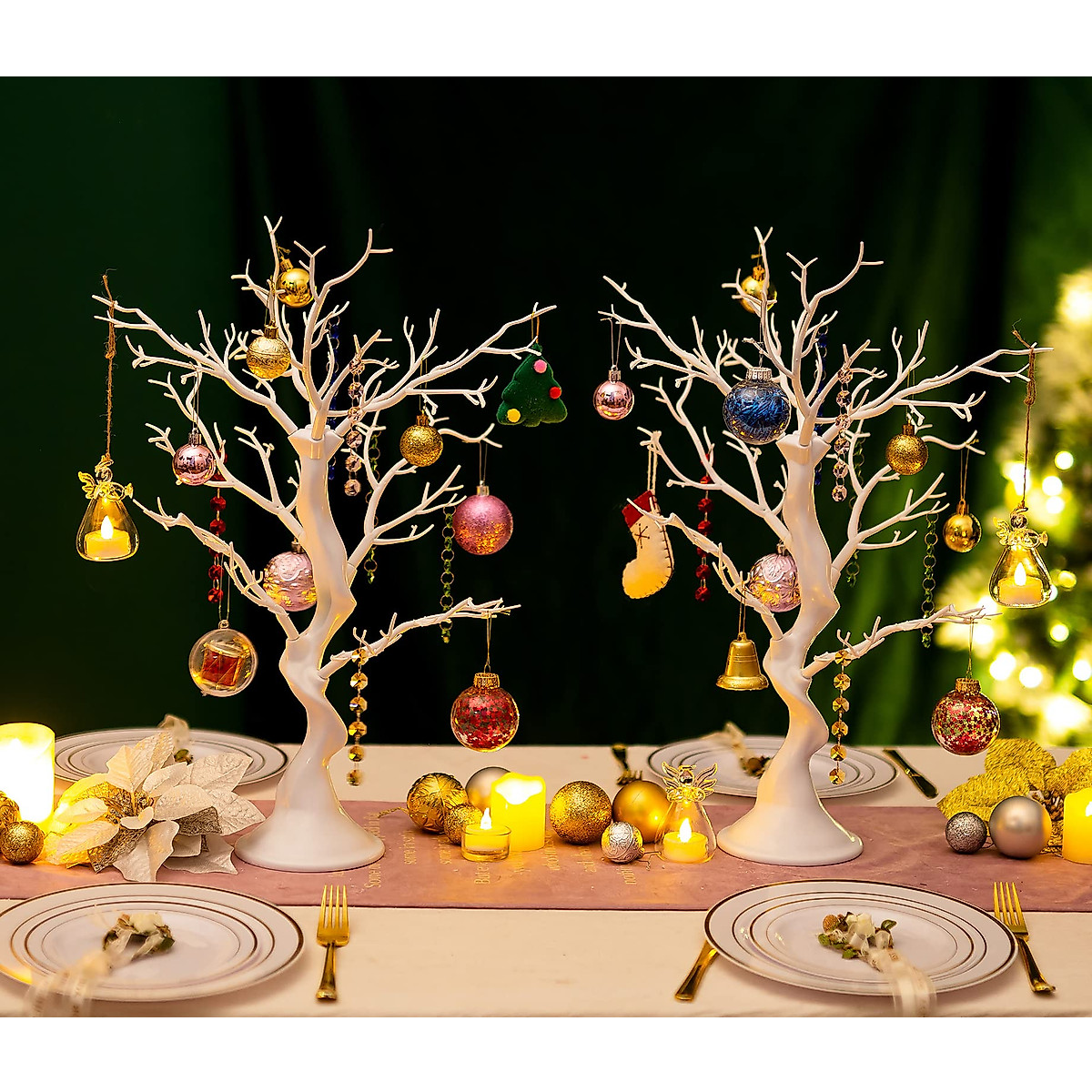Sziqiqi Small Artificial Tree for Table Centerpiece White Fake Trees 1.9FT Faux Tree for Wedding Party Birthday Garden Home Christmas Decorations Indoor Outdoor