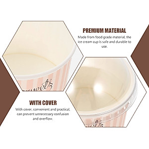 Zerodeko Yogurt Container 50 Sets Dessert Paper Cups Dessert Bowls Disposable Yogurt Bowl Ice Cream Cups Lidded Cake Bowls for Sundae Bar Cake