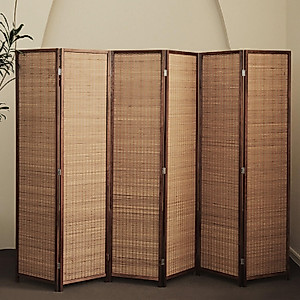 Furnnylane 6 Panel Room Divider and Folding Screen Room Divider,Bamboo Room Divider for Room Separation,67" H x 92.1" W