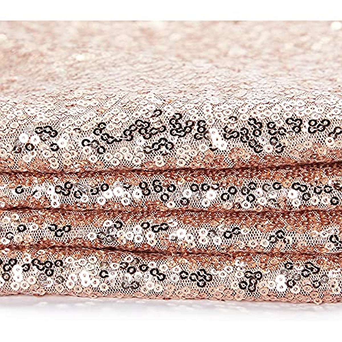 Rose Gold Sequin Fabric Roll for Sewing, Quilting Supplies (15 Feet)