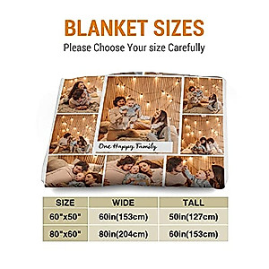 Launchigo Customized Photo Blanket - Family Blanket with Text. Make Your Own Fleece Throw Blanket. Gift for Anniversary, Thanksgiving, Birthday & Christmas. (Photo Blanket 29, 50"X60")