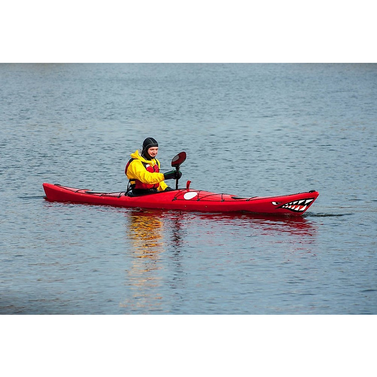 MOOCY 2 Pieces Shark Teeth Mouth Decals Sticker for Canoe Kayak Surfboard Ocean Boat DIY Funny Decor