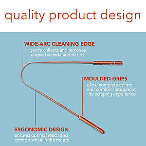 Bäst Tongue Scraper • 100% Copper (1 Pack) Premium Tongue Cleaner • Improve Oral Health • Ayurvedic Cleaning Tool