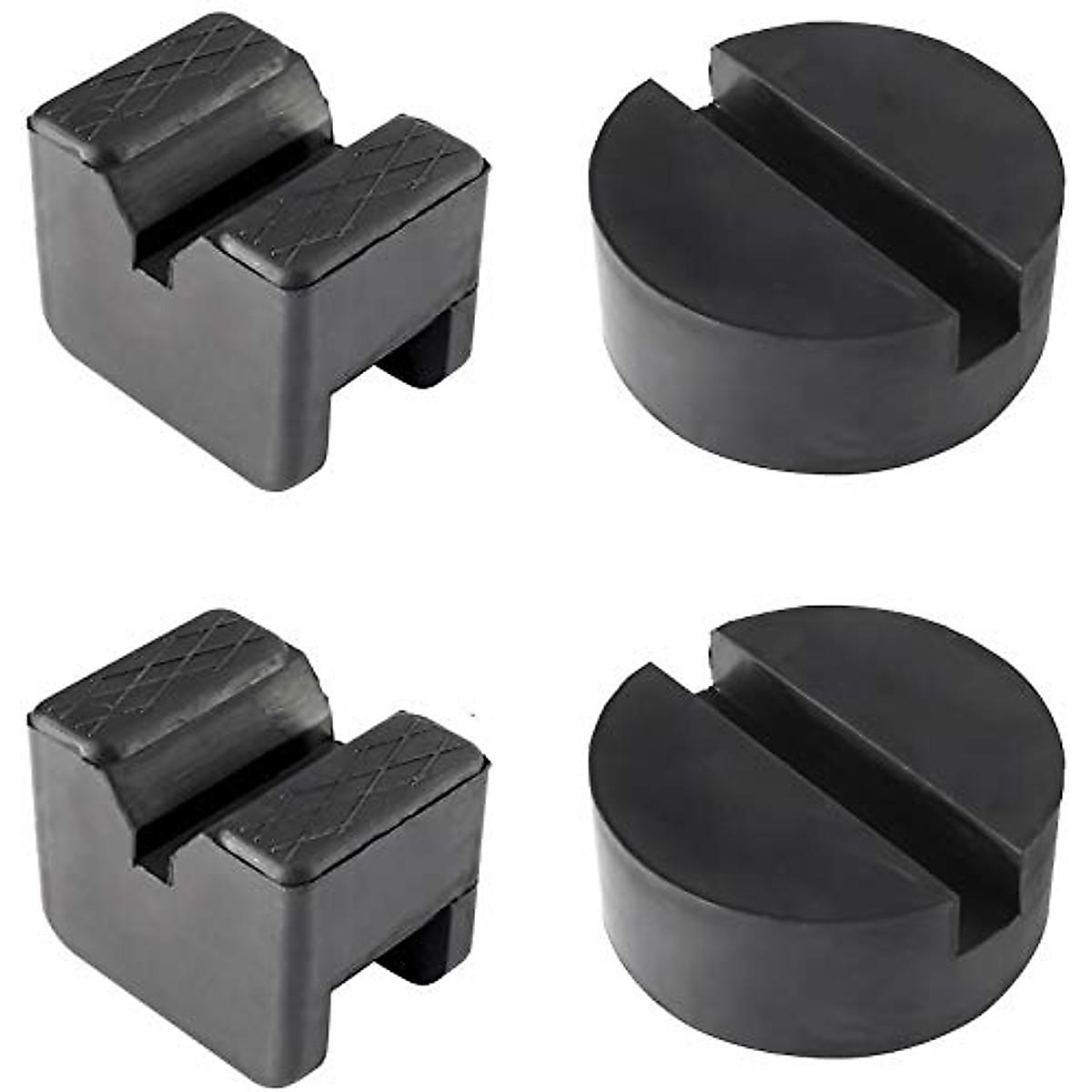 Toolly 4 Packs Floor Jack Pad Adapter for Jack Stands 2-4 Ton Universal Heavy Duty Rubber Jack Disk Pads Slotted Frame Rail Pinch Welds Protector for Lifting Car