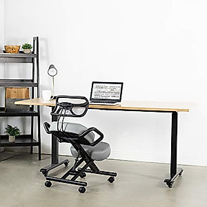 DRAGONN by VIVO Ergonomic Kneeling Chair with Back Support, Adjustable Stool for Home and Office with Angled Seat for Better Posture - Thick Comfortable Cushions, Gray, DN-CH-K02G