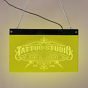 The Geeky Days Tattoo Studio Custom LED Neon Sign Custom Tattoo Salon Company Name Vintage Logo Business Wall Sign with LED Lighting Changes