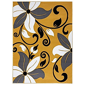 LUXE WEAVERS 9242 Victoria Modern Yellow Floral Area Rug 5x7, Medium Pile, Stain-Resistant Rug