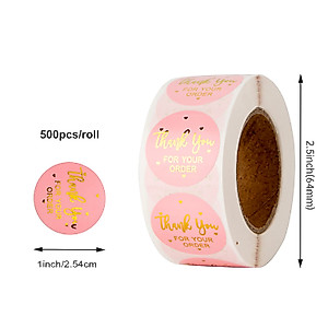 2000Pcs 1 inch Thank You Stickers, Thank You for Your Order Adhesive Sticker Labels for Envelopes Packaging (4 Rolls, Each roll 500Pcs)