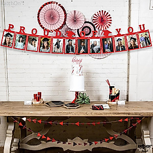 KatchOn, Red Proud of You Graduation Photo Banner 2024 - 10 Feet, Felt, Personalized, Holds 12 Pictures, Class of 2024 Decorations