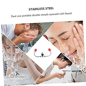 Eye Washer Outdoor Emergency Eye Flush Shower Eyewash Sink Shower Attachment for Tap Eyewash Station Sink Mount Eye Flush Eye Flush Shower Equipment Silver Stainless Steel NAMOARLY