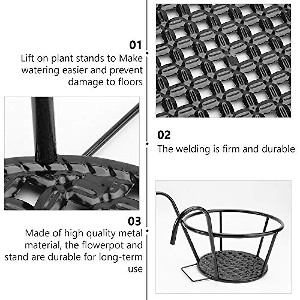 Yardwe Over The Rail Flower Pot Holder for Railings Planter Iron Fence Planters Hanging Planter Pot Container 16.5x10.5x20cm (Black)