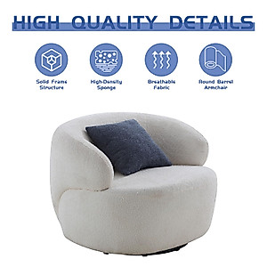 LyuHome Curved Sofa Couch, 35" Modern Single Seat Sofa Chair, Upholstered Boucle Sofa Chair with Pillows for Living Room Bedroom Apartment Tufted Sofa, Beige