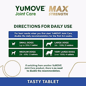 YuMOVE Hip & Joint Supplement for Dogs with Glucosamine, Chondroitin, Omega 3, Hyaluronic Acid, Green Lipped Mussel, & Fish Oil for Dogs - Max Strength - for Senior Dogs 120 Tablets