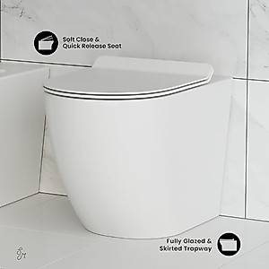 St. Tropez Back to Wall Concealed Tank Toilet Bowl, Black Hardware