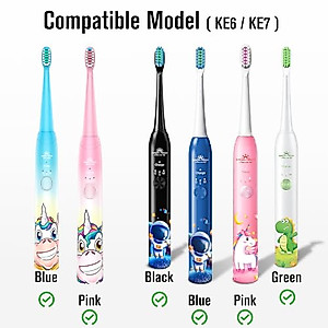 Dada-Tech Replacement Heads for Kids Electric Toothbrush DT-KE6 and DT-KE7 - Pack of 4 (Pink)