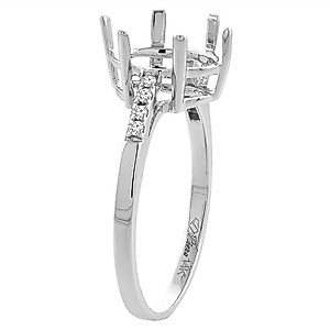 Sabrina Silver 14K White Gold Natural Rainbow Moonstone & Diamond Ring Oval 10x8 mm, size 5.5