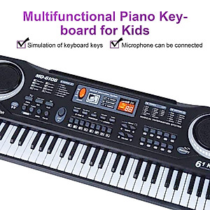 61 Key Digital Music Piano Keyboard for Kids,Portable Electronic Musical Instrument,Multi-function Keyboard with Microphone Gifts for Boys and Girls