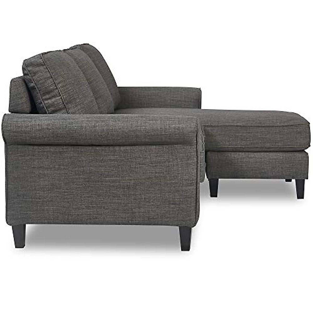 Serta Harmon Reversible Sectional Sofa, Modern L-Shaped Couch for Small Spaces, Soft Fabric Upholstery, Rolled Arm, Dark Gray