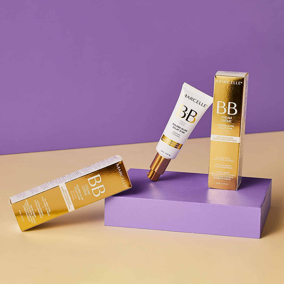 Marcelle BB Cream Golden Glow, Universal Shade, Tinted Moisturizer, Skin Enhancer, Illuminator, Beauty Balm, Non-Comedogenic, Paraben-Free, Oil-Free, Hypoallergenic, Cruelty-Free, 1.5 fl oz