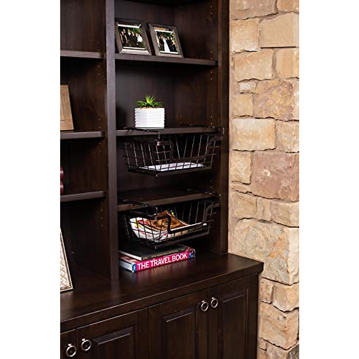 BirdRock Home Wire Basket for Storage - Set of 2 Baskets - Stackable - Hanging – Wall Shelf - Fruit Vegetable Organization – Pantry Cabinet - Metal Bin for Kitchen Counter – Bathroom Storage