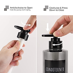 Empty Shampoo Bottles, Segbeauty 10.1oz Plastic Pump Dispenser Bottle, 3pcs 300ml Refillable Shampoo Pump Bottles for Shower, Grey Pump Bottles for Body Soap Shampoo Hair Conditioner Hotel Bathroom