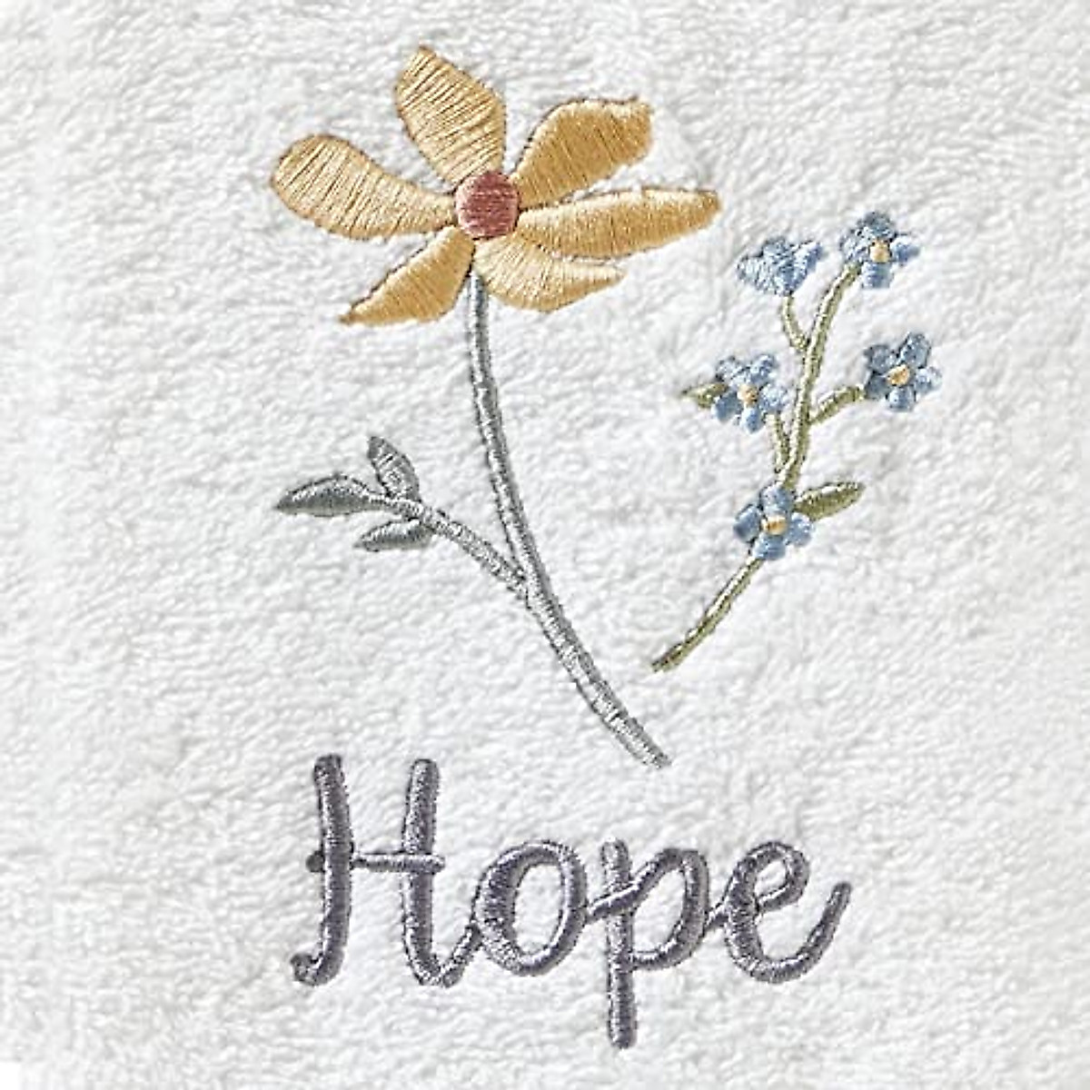 SKL Home Faithful Flowers Hand Towel,Cotton , White Small