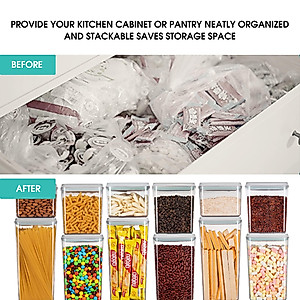 Vhorate Pop Up Food Storage Containers with Lids, Pop top food storage containers for Pantry Kitchen, Airtight Container Sets With Label BPA Free 8PCS