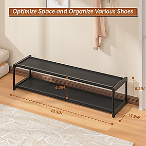 LUKYTOWER Long Shoe Rack Organizer 2 Tier Shoes Rack Storage Organizer for Closet Entryway Short Wide Sturdy Shoe Storage Racks Holder Low Shoe Shelf Free Standing Shoe Racks Garage12-13Pairs