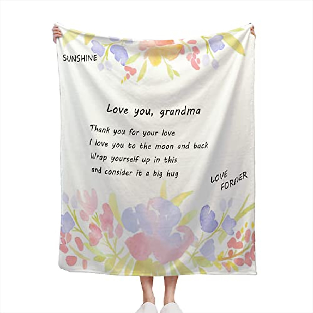 Grandma Blanket from Grandkid Birthday Gifts for Grandma 50"×60" Cozy Soft Grandma Throw Blanket for Couch Warm Super Soft Blanket Comfy Lap Blanket for Sofa