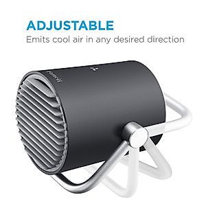 Fancii Small Personal Desk USB Fan, Portable Mini Table Fan with Twin Turbo Blades, Whisper Quiet Cyclone Air Technology - for Home, Office, Outdoor Travel (Black)