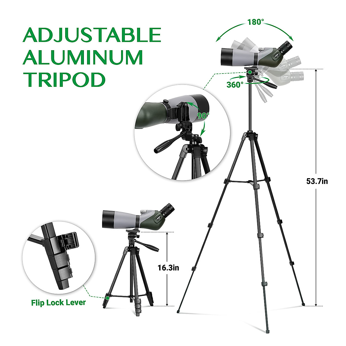 AOMEKIE Spotting Scope with Tripod Phone Adapter HD Dual Focus Long Range Spotting Scope for Target Shooting Waterproof Fogproof for Bird Watching Archery with Carrying Bag