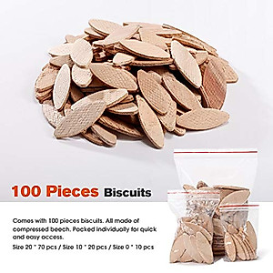 REXBETI Wood Biscuit Plate Joiner Kit, 100-Piece Wood Biscuits Included (Biscuit Joiner)