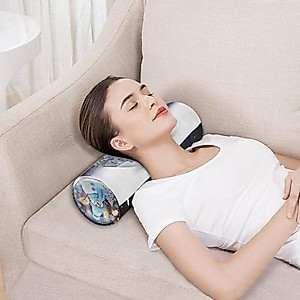 xigua Blue Snowman Neck Roll Pillow for Neck Relief with Removable Washable Cover - Memory Foam Round Cylinder Bolster, Ergonomically Designed for Head, Neck, Back, and Legs