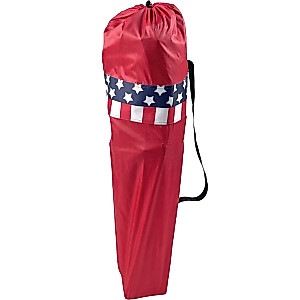 Black Sierra XL Patriotic USA American Flag Camping Chair, Oversize Foldable Outdoor Chair w/Padding & 2 Cupholders, Heavy Duty Lawn Chair Supports 300 lbs for Camping, Beach, RV, Patio, Sports