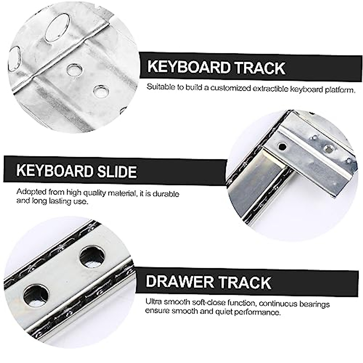 OSALADI 2 Pairs Guide Desk Drawer Desk Trays Ball Bearings Furniture Slides Drawer for Desk Computer Desk Rails Rack Bearing Slides Keyboard Tray Rails Dedicated Cold Rolled Steel Hardware