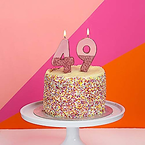 Rose Gold Glitter Number 4 Candle | Premium Quality Cake Topper Decoration | Pretty, Sparkly for Kids, Adults, 40th Birthday Party, Anniversary, Milestone