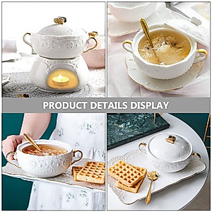 Zerodeko 1 Set of Ceramic Soup Bowls with Handles Porcelain Soup for French Onion Soup Cereal Beef Stew Chill Pasta Pot Pies Microwave