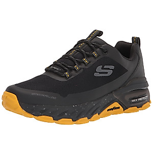 Skechers Men's Max Protect Liberated Lace-up Sneaker Oxford, Black/Yellow, 12