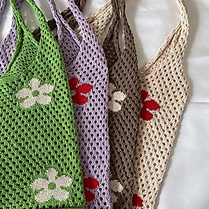 Women's Handbags Hobo Bags Knit Bags Mesh Tote Bags Hollow Shoulder Bags Shopping Bags(Green)