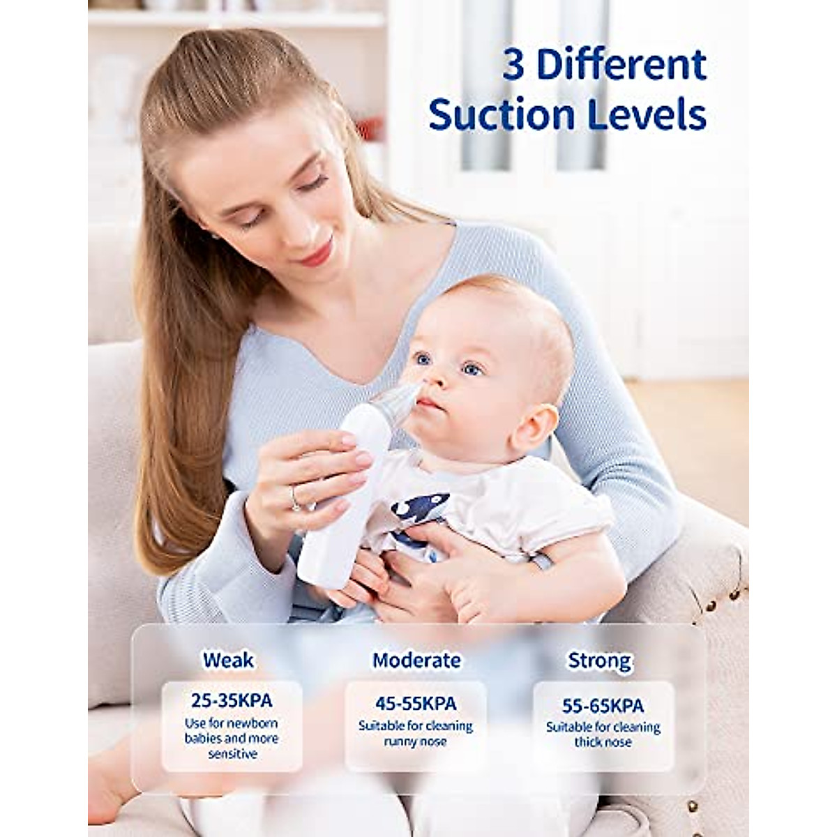 Baby Nose Sucker,Nasal Aspirator for Baby,Nasal Aspirator for Toddler,Electric Baby Nose Suction-Rechargable,3 Levels Power Suction,Music and Light Soothing Function