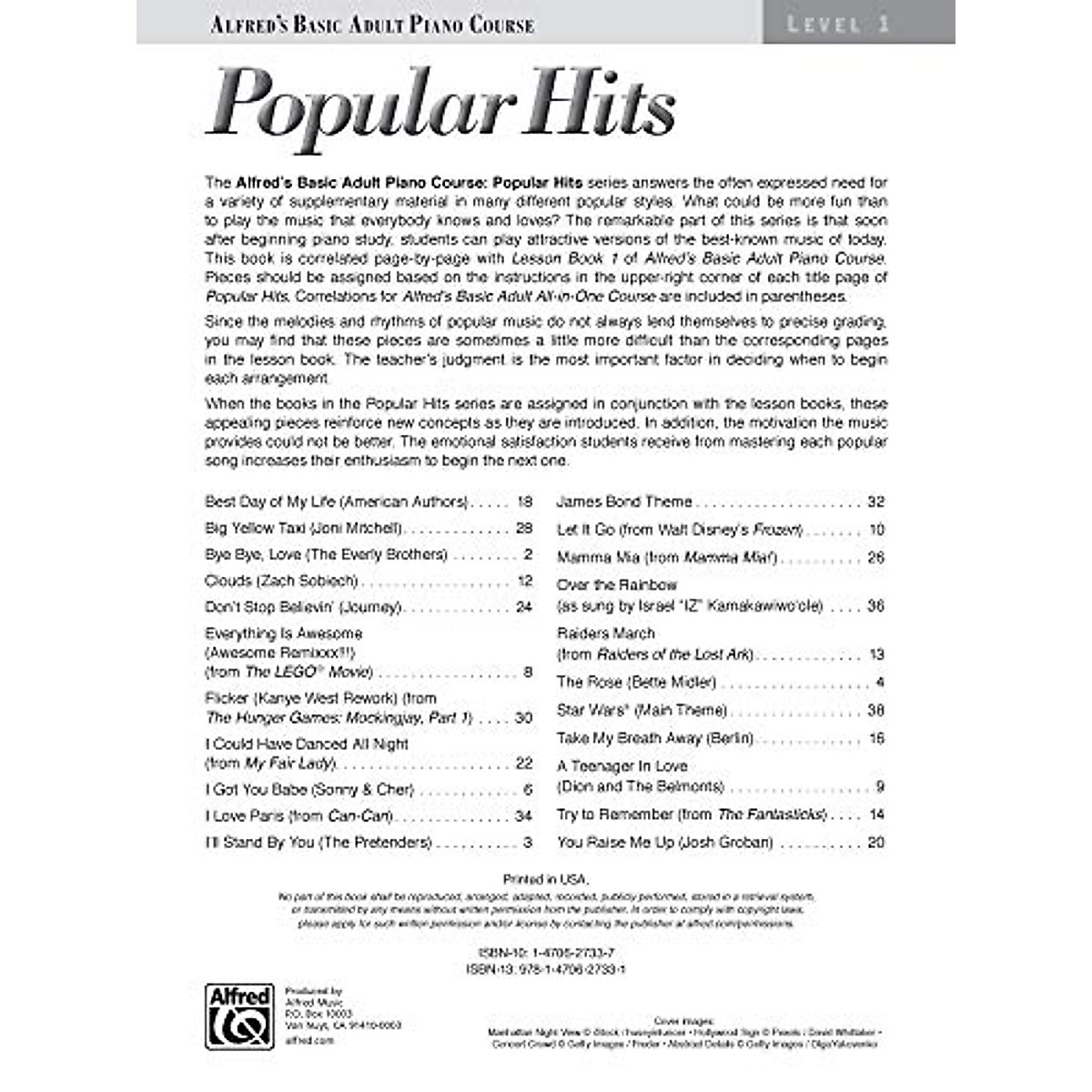 Alfred's Basic Adult Piano Course -- Popular Hits, Bk 1 (Alfred's Basic Adult Piano Course, Bk 1)