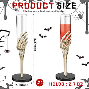 Tanlade 2.7 oz Goblets with Spooky Skeleton Hand Plastic Champagne Flutes Cups for Decorations and Haunted House(Champagne, 12 Pcs)