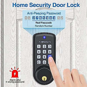Aibocn Door Lock with keypad, Electronic Keypad Deadbolt, Keyless Entry Door Lock with Auto-Lock, Anti-Peeping Password, Easy to Install and Program, Smart Lock for Home Bedroom Garage