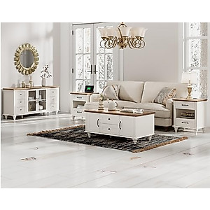 WAMPAT Set of 2 White Nightstands with Charging Station & 2 Drawers, Mid Century Modern End Tables Side Table for Living Room, Wooden Nightstand Bedside Table for Bedroom & Dorm