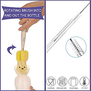 Honey Bear Straw Cups with 4 Flexible Straws & Cleaning Tools(2 Straw Brushes &1 Bottle Brush), 8-Ounce Therapy Sippy Bottles for Speech and Feeding Training, Leak-Proof & Food-Grade & BPA Free 2 Pack