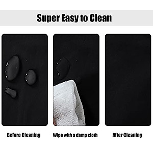 LUSHVIDA Round Waterproof Table Cover Tablecloth Vinyl Fitted Elastic Edged Plastic Table Cover Fits Tables up to 45"-56" R Black